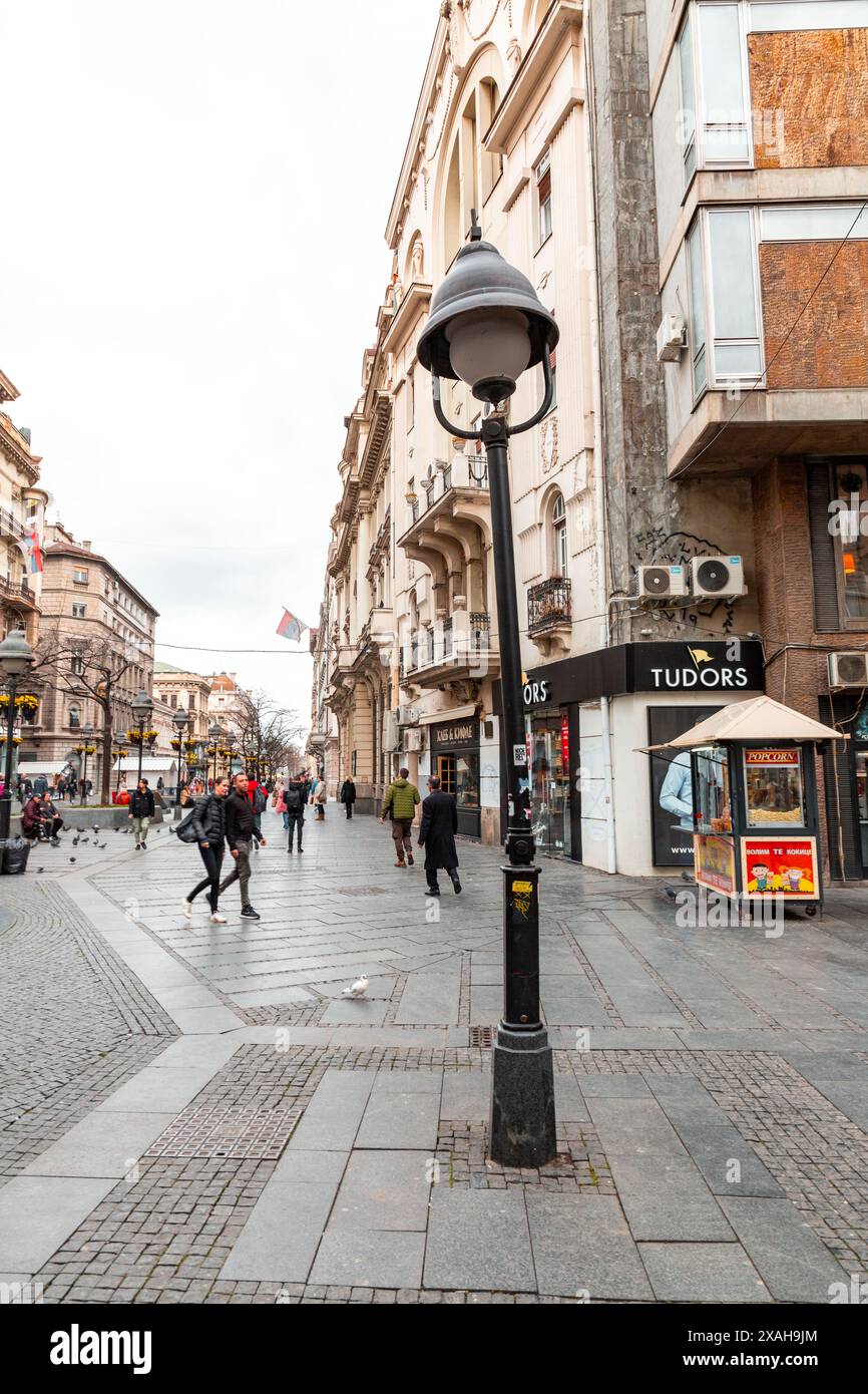 Belgrade, Serbia - 8 FEB 2024: Knez Mihailova Street is the main ...