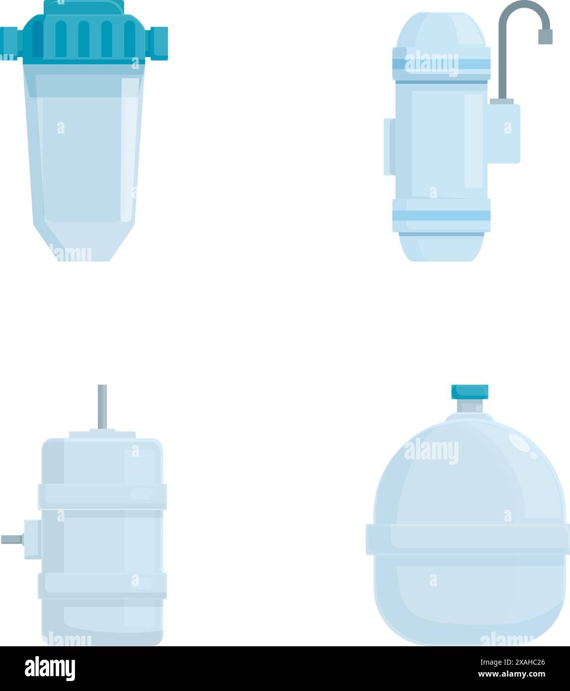 Four vector illustrations depicting different types of water filtration ...