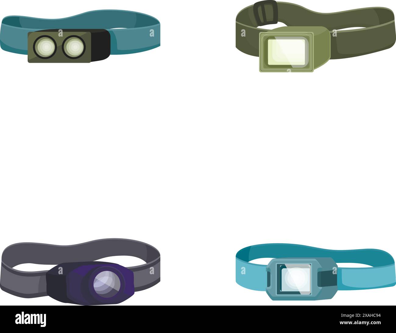 Collection of four different headlamps, suitable for outdoor and ...