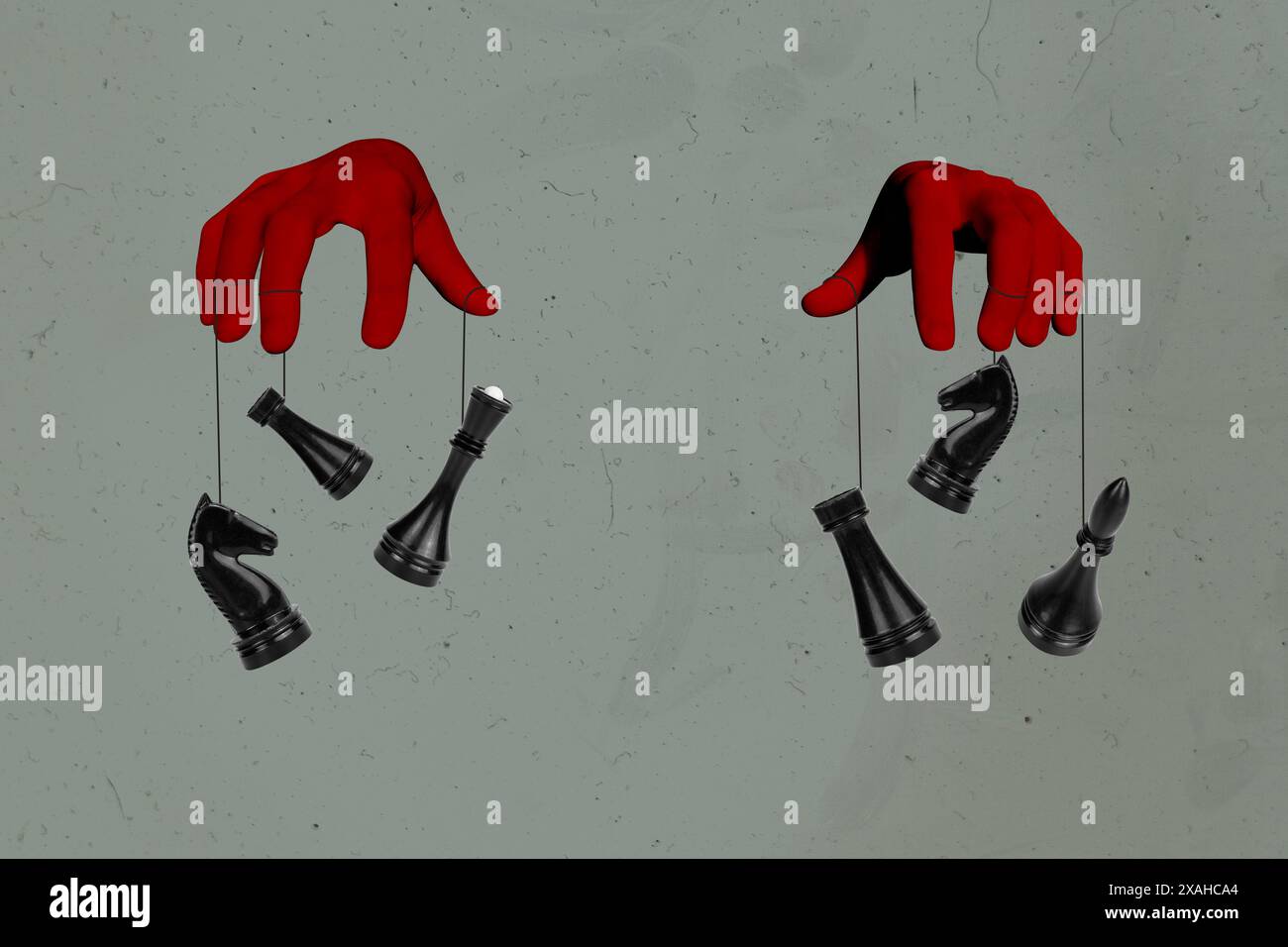 Trend artwork composite sketch collage of two huge hand red color skin ...