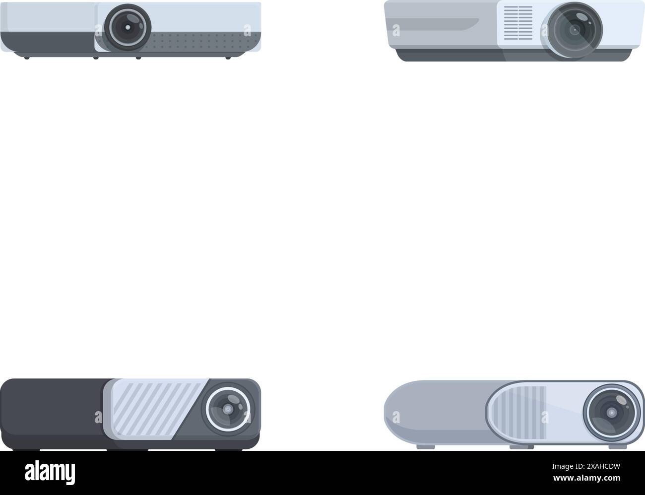 Collection of four modern projector vectors, isolated on white for ...