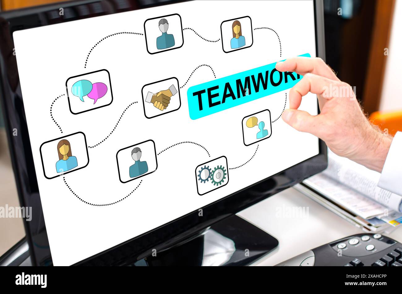 Teamwork concept shown on a computer screen Stock Photo - Alamy