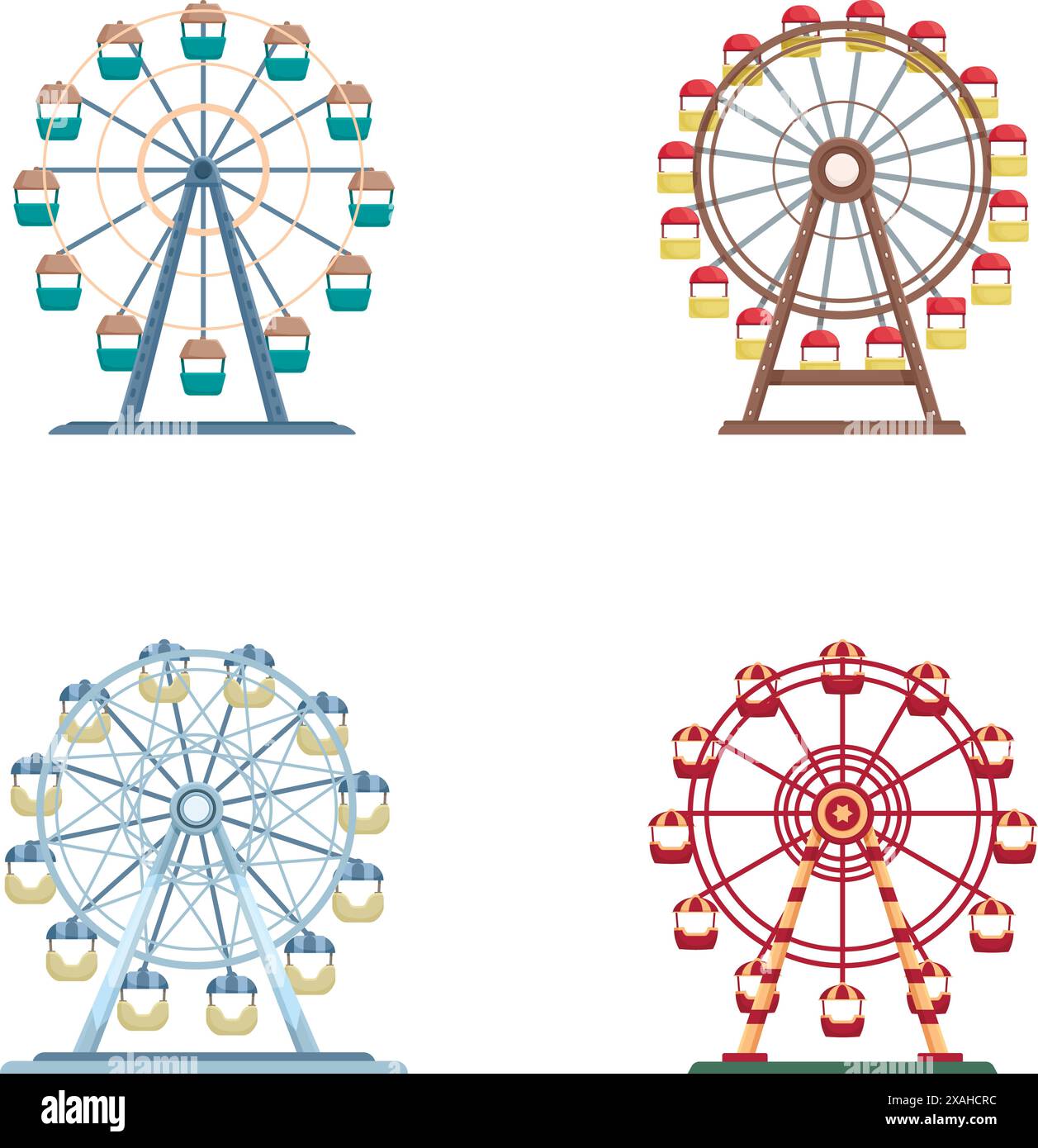 Collection of four stylized ferris wheels with various color schemes Stock Vector Image & Art ...