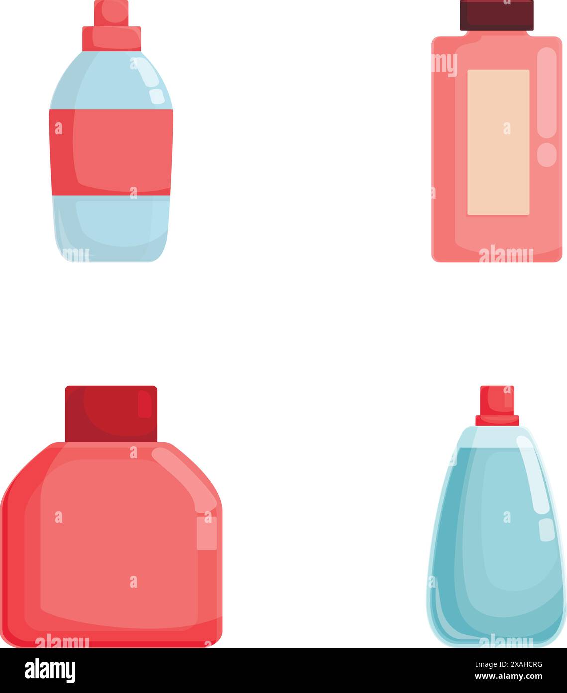 Vector illustration of four different types of cleaning product bottles ...