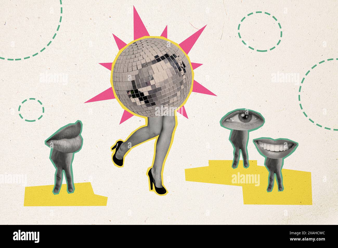 Exclusive magazine picture sketch collage image of disco ball dancing ...