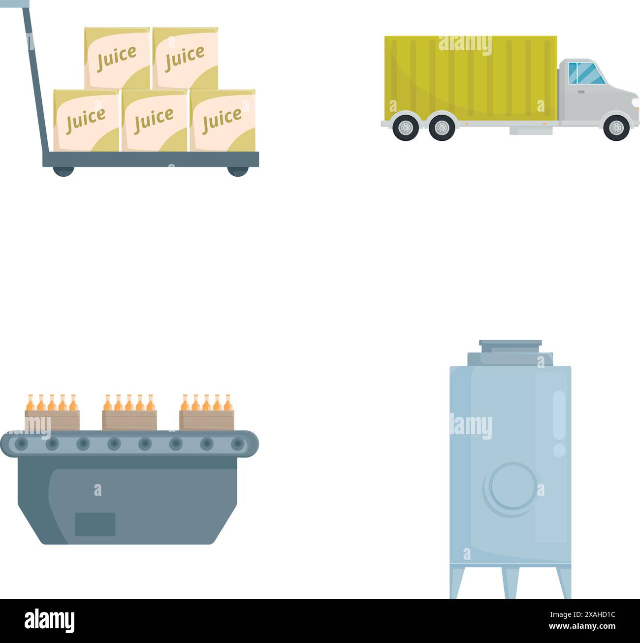 Collection of four vector illustrations featuring different cargo and ...
