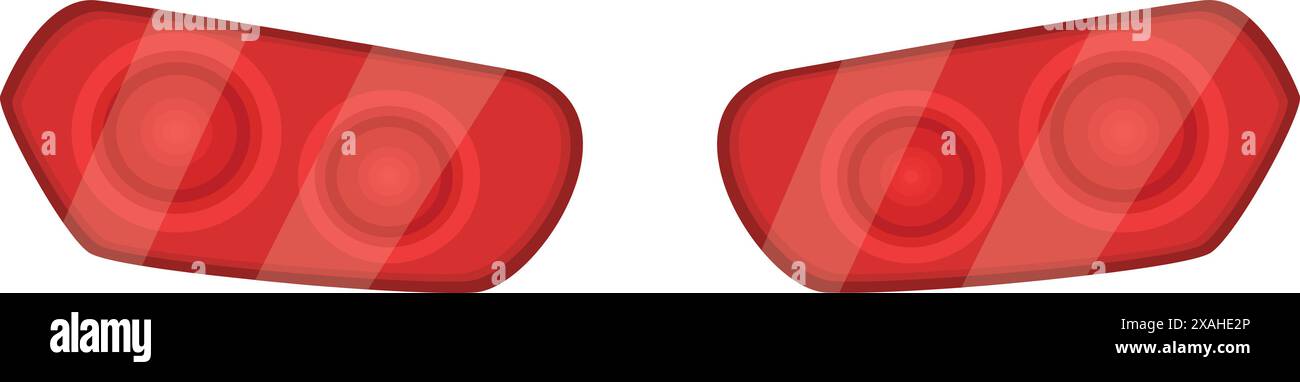 Pair of modern car tail lights is glowing on a white background Stock ...
