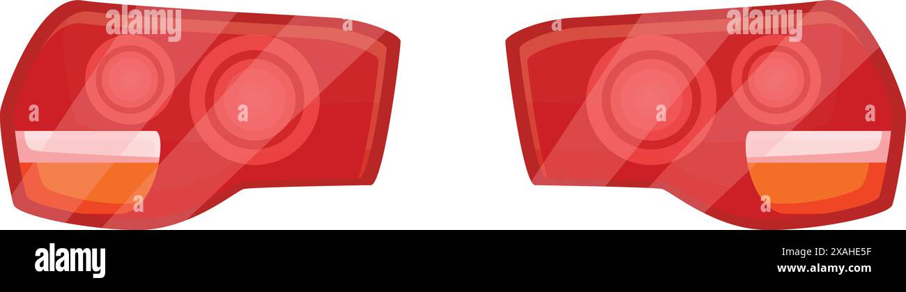 Pair of modern car rear lights is shining red light, indicating the ...