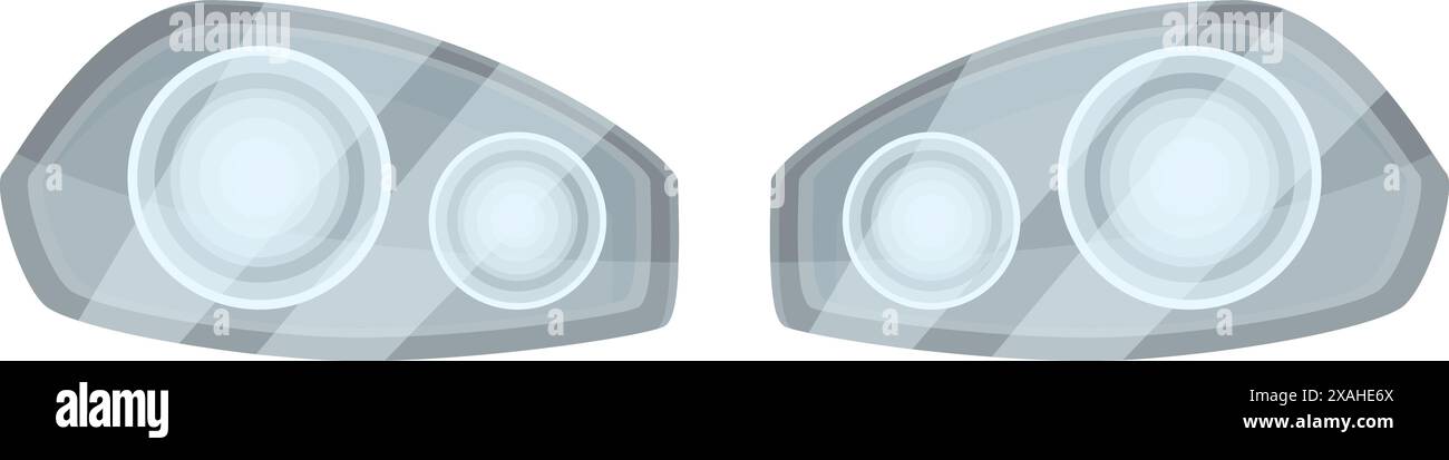Pair of sleek and modern car headlights illuminating the road ahead ...