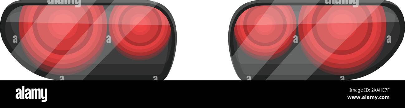 Red rear car lights glowing brightly on a car driving at night Stock ...