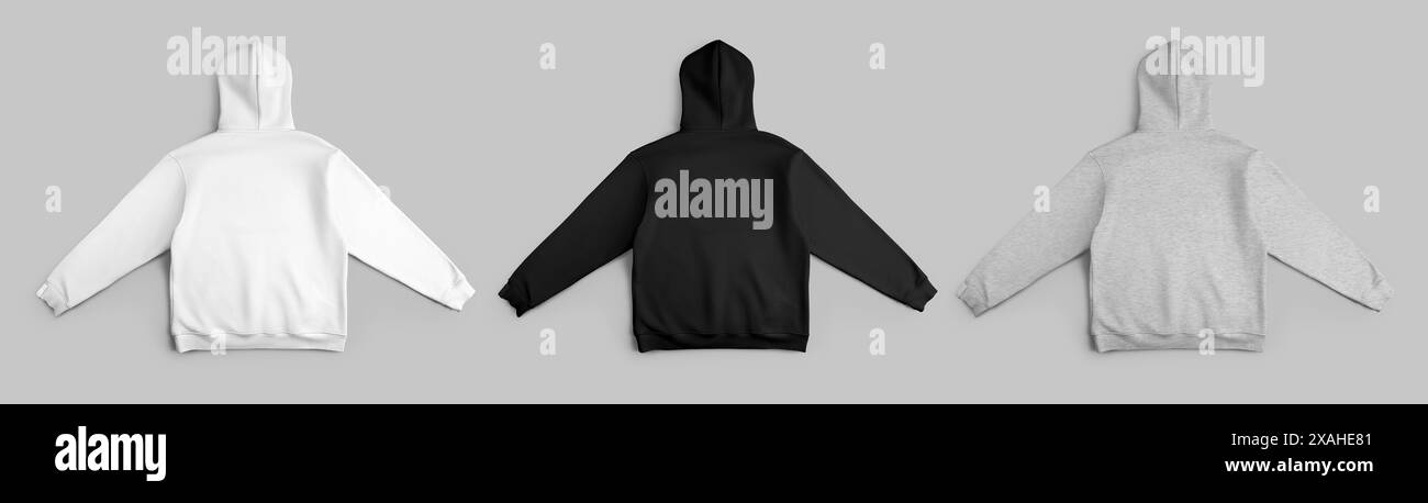 Template of white, black, heather oversized hoodie for design, print ...