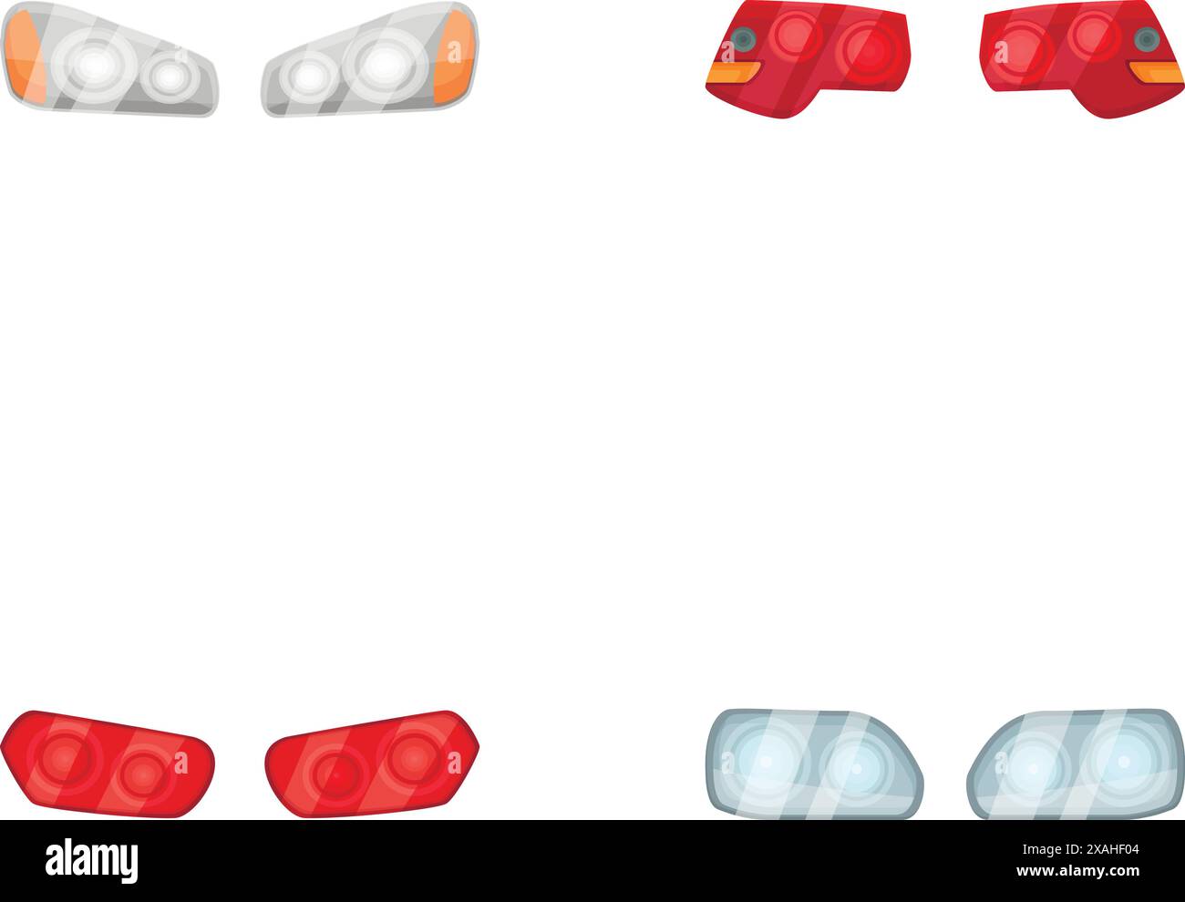 Vector collection of stylized car taillights in various designs ...
