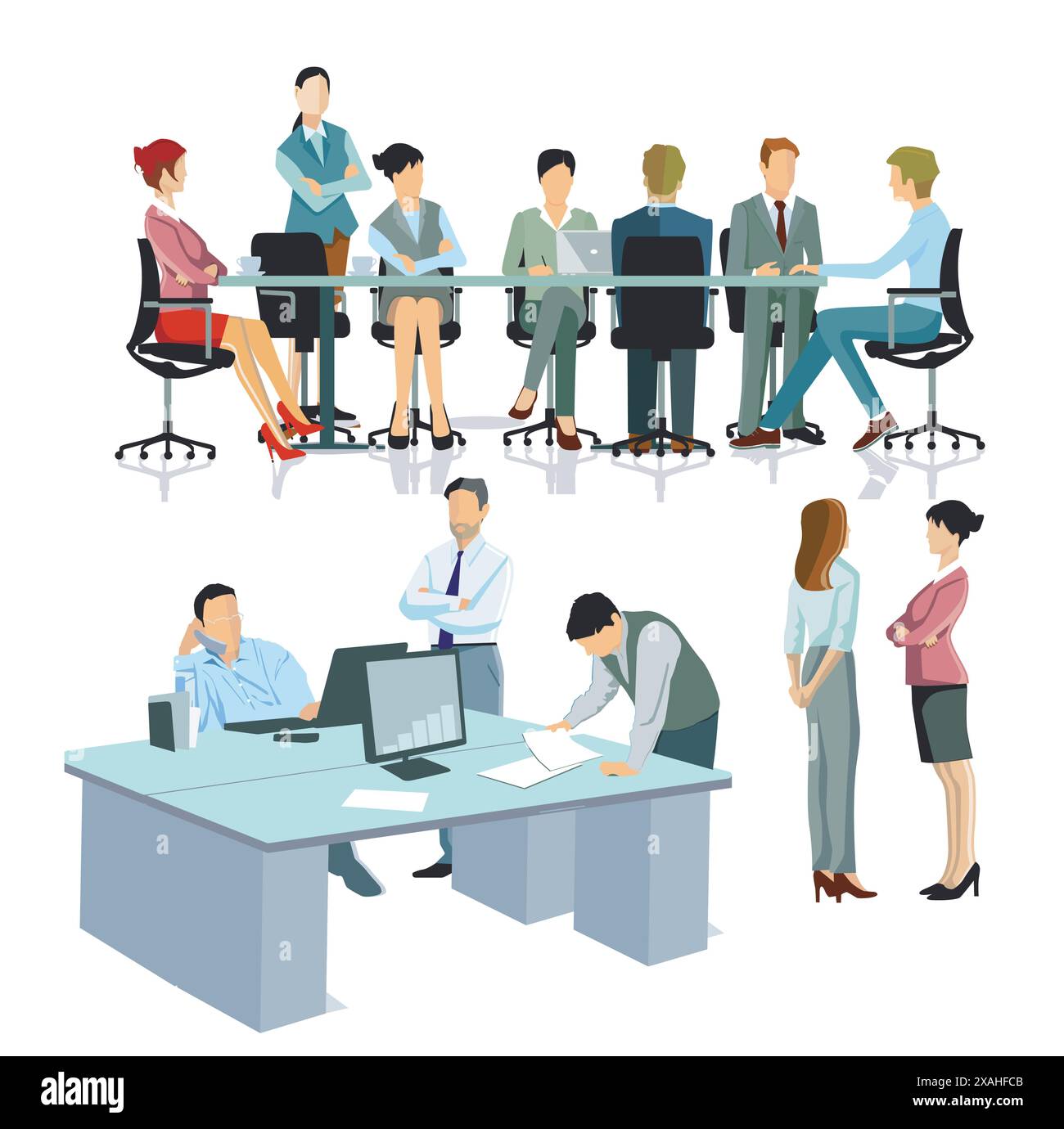 Working groups of people at the meeting. illustration Stock Vector ...