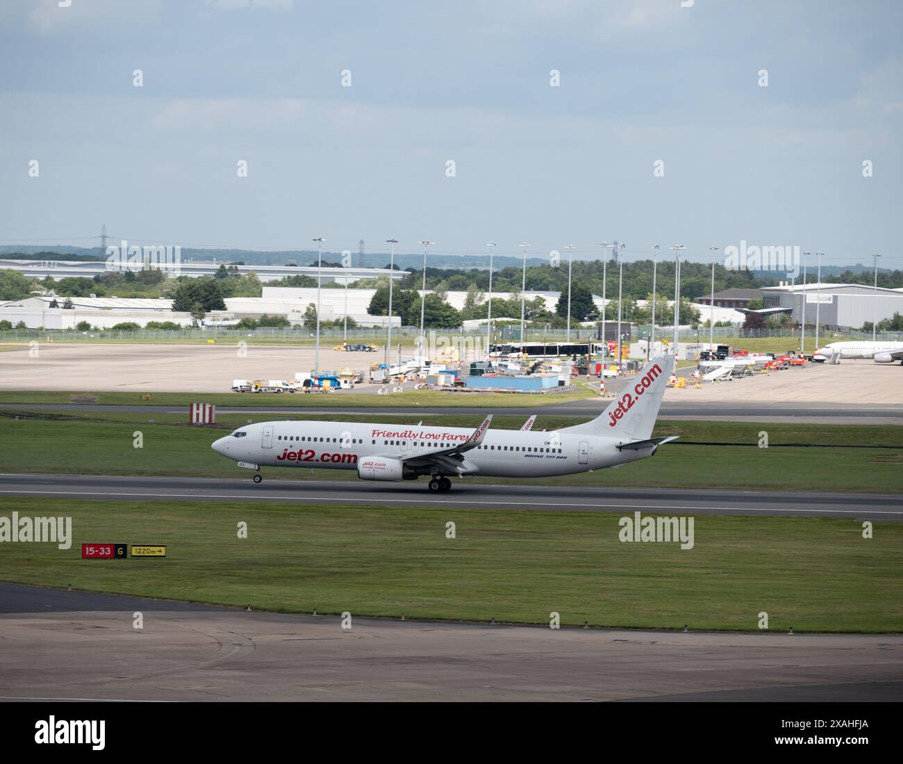 Jet2 Boeing 737-8AS taking off at Birmingham Airport, UK (OM-JEX Stock ...