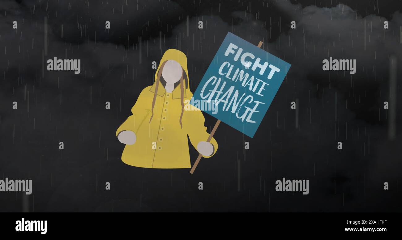 Image of fight climate change text over rain and clouds Stock Photo - Alamy
