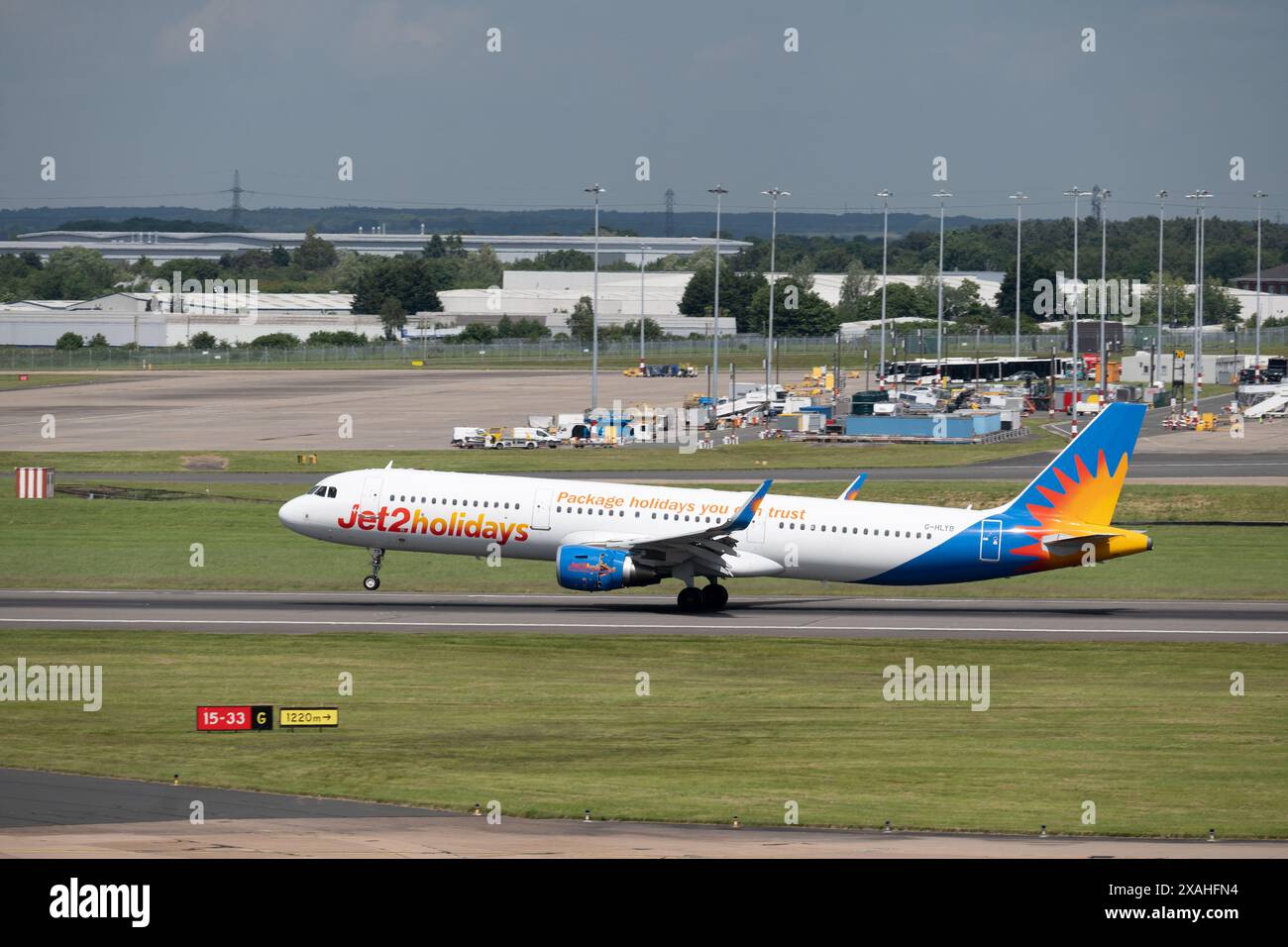 Jet2 Airbus A321-211 taking off at Birmingham Airport, UK (G-HLYB Stock ...