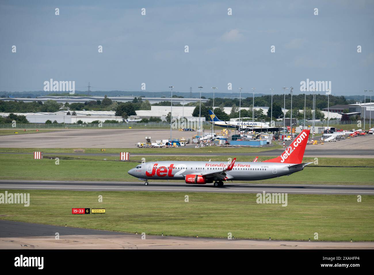 Jet2 Boeing 737-8K5 landing at Birmingham Airport, UK (G-DRTE Stock ...