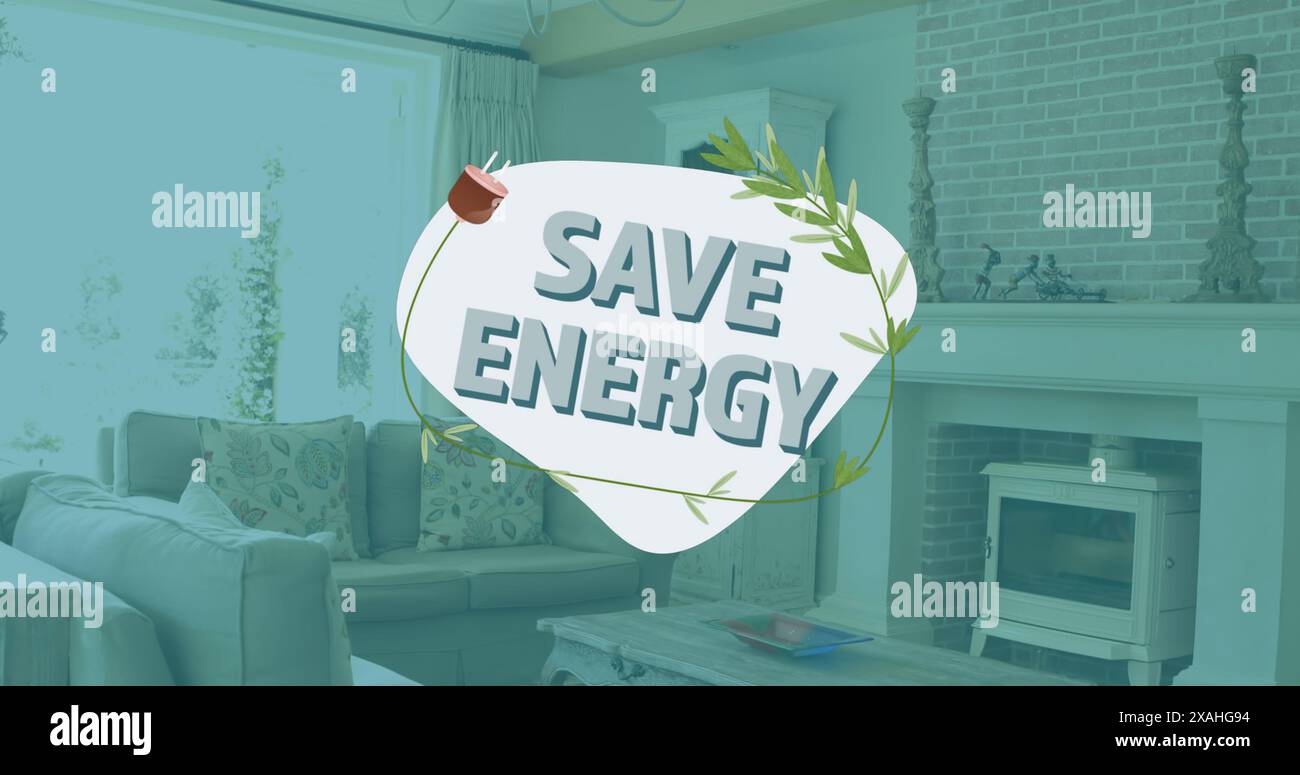 Image of save energy text over interior Stock Photo - Alamy