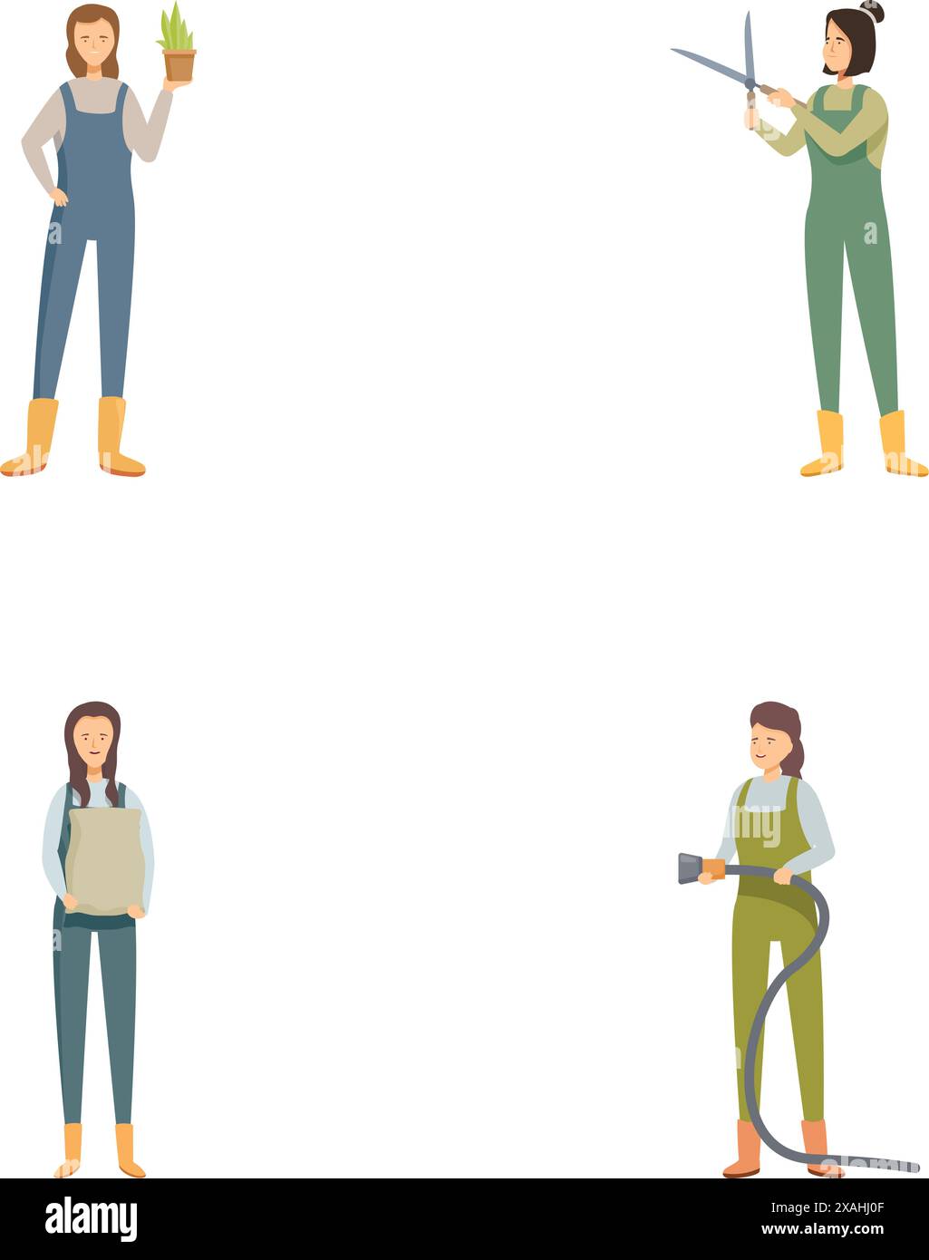 Set of four women illustrated in different professional roles, isolated ...