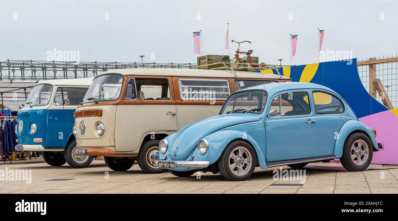 Scheveningen, The Netherlands, 26.05.2024, Vintage Volkswagen cars at The Aircooled classic car ...