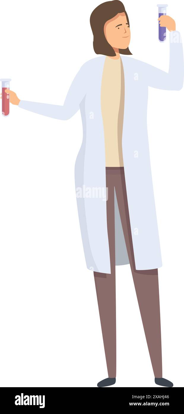 Scientist is comparing two test tubes containing different colored ...