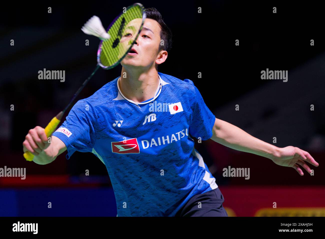 Kenta Nishimoto of Japan in action during the singles match on day three of the Kapal Api ...