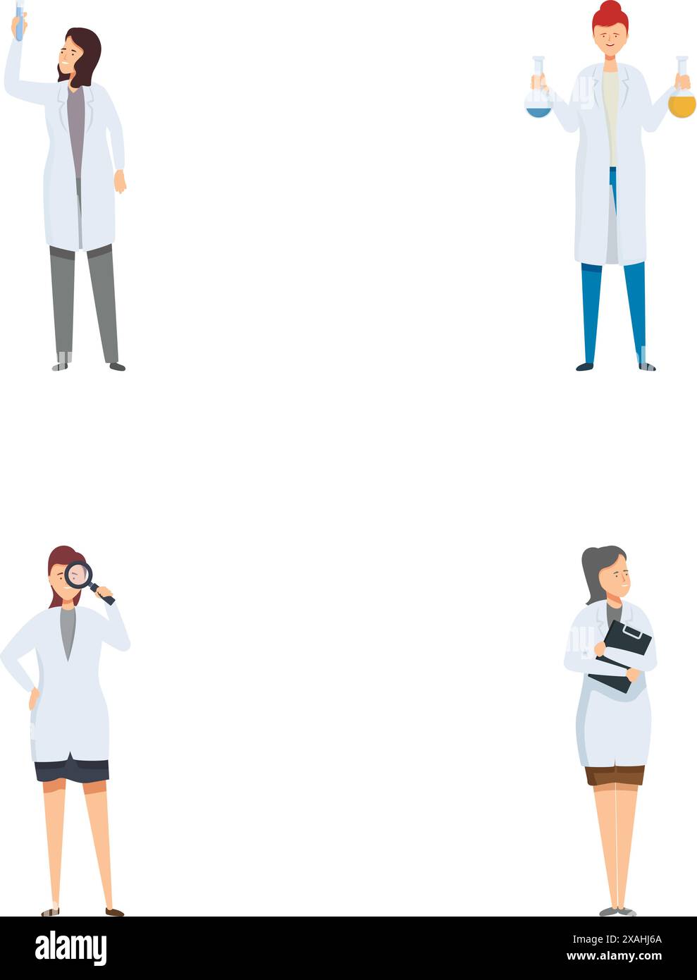 Collection of cartoon scientists in various poses, illustrating ...