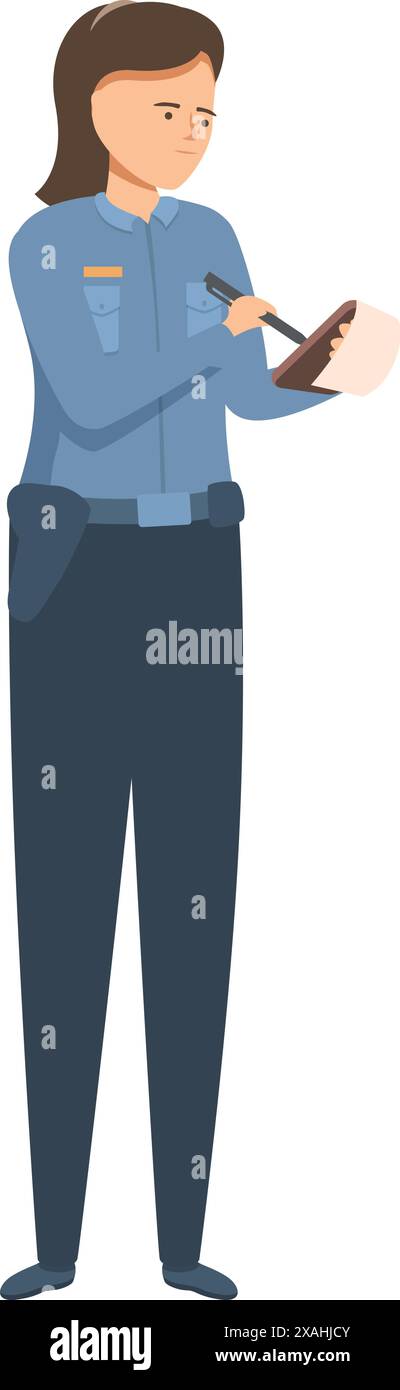 Female police officer is writing down details in her notebook Stock ...