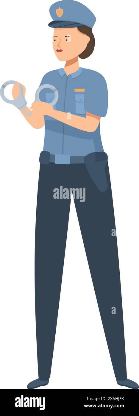 Female police officer is preparing to apprehend a suspect, emphasizing ...