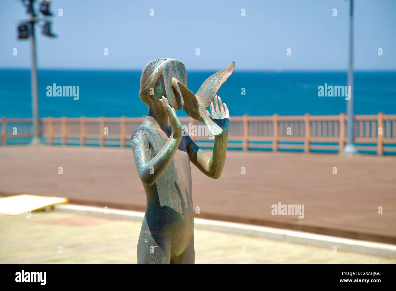 Samcheok, South Korea - May 18th, 2024: A close-up view of a bronze ...