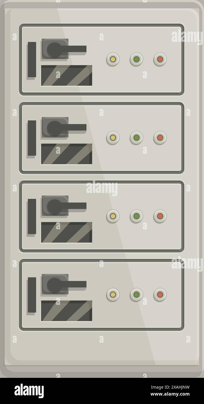 Control panel featuring multiple switches and lights is indicating the operational status of ...