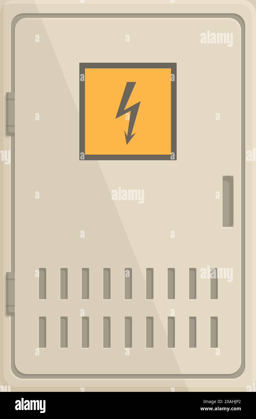 Grey metal electric panel with high voltage sign is being used for ...