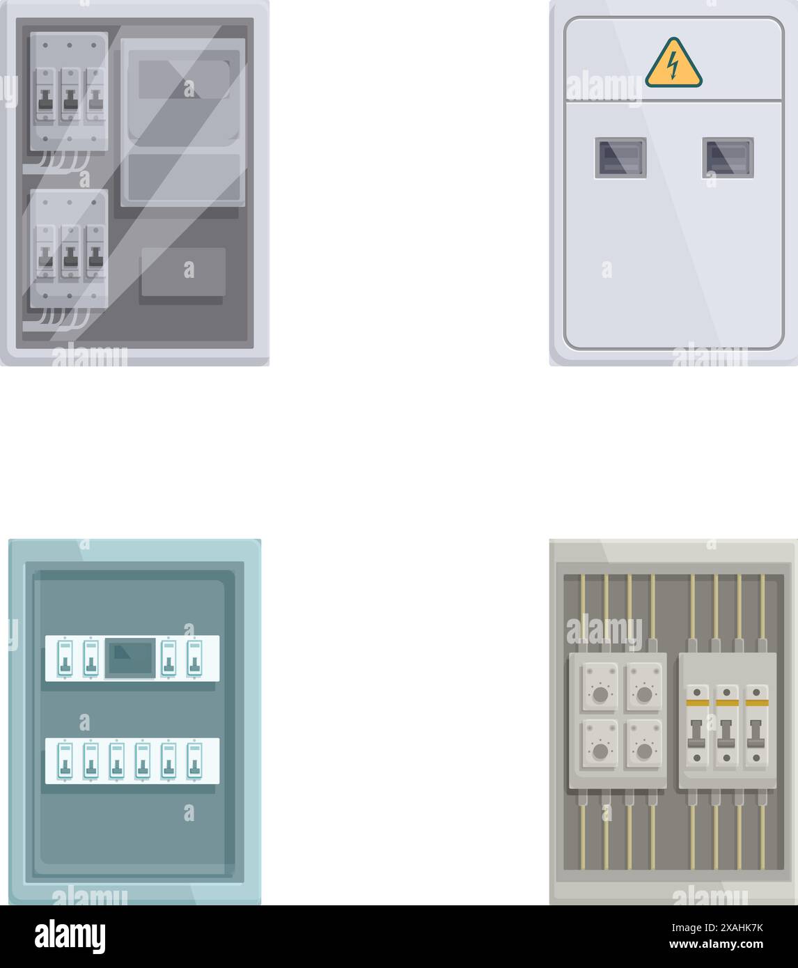 Illustration of various electrical panels and switchboards for ...