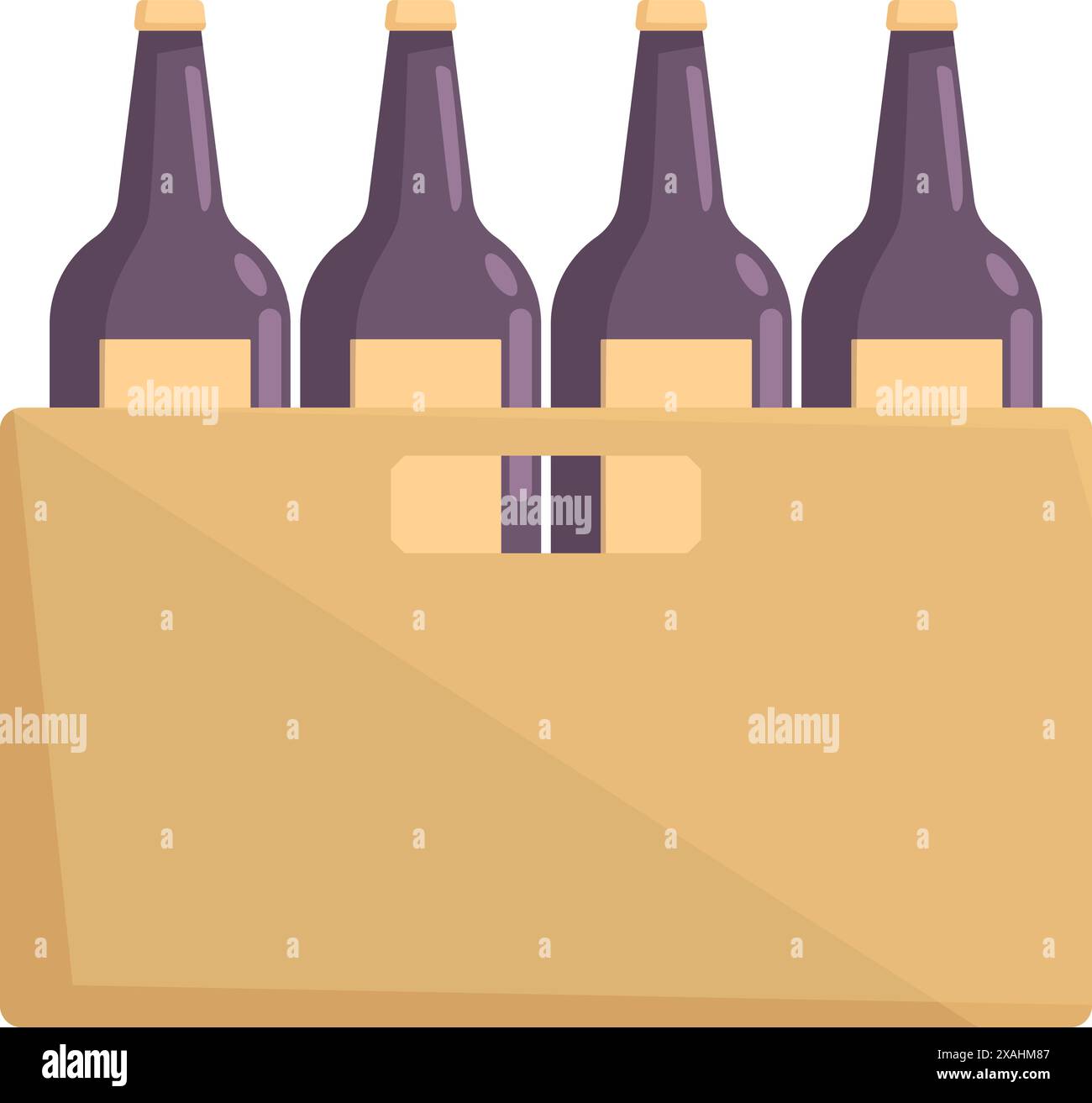 Cardboard box full of glass bottles containing an alcoholic beverage is ...