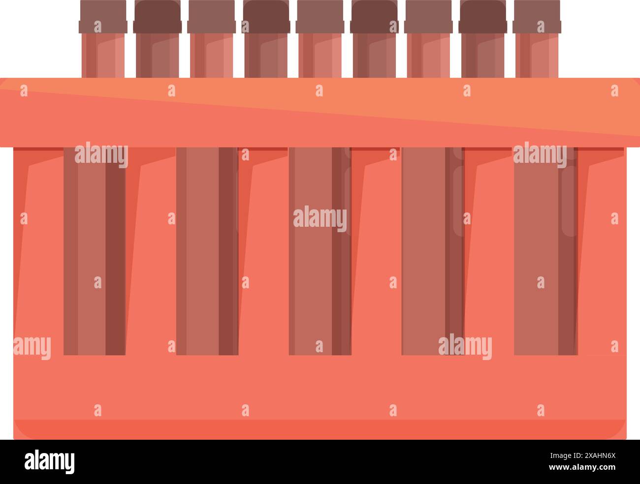Set of medical test tubes containing blood or other biomaterial samples ...