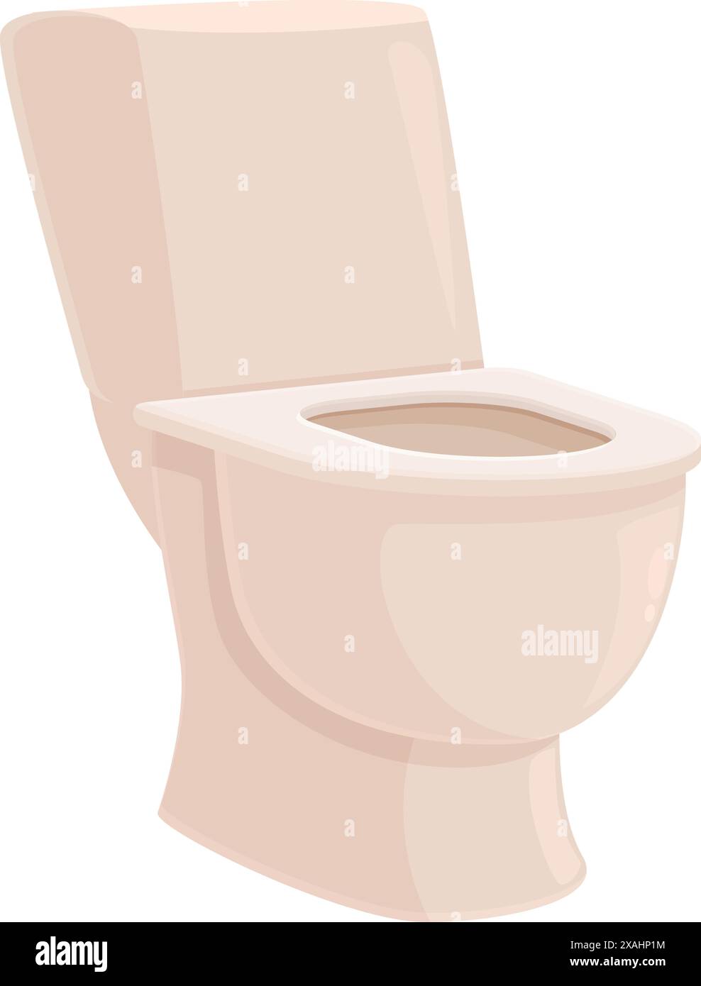 Simple beige toilet bowl is standing in the bathroom, ready to be used ...