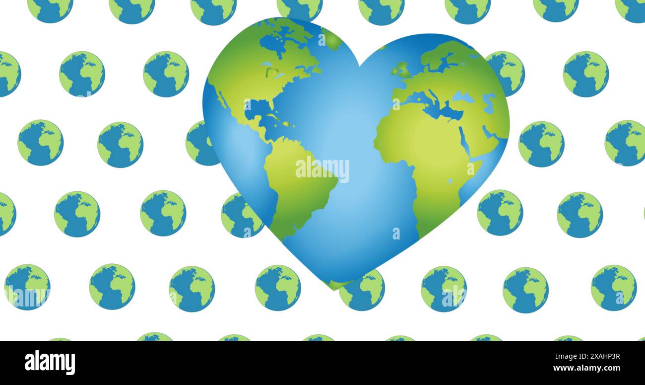 Image of heart shape globe over globes on white background Stock Photo ...