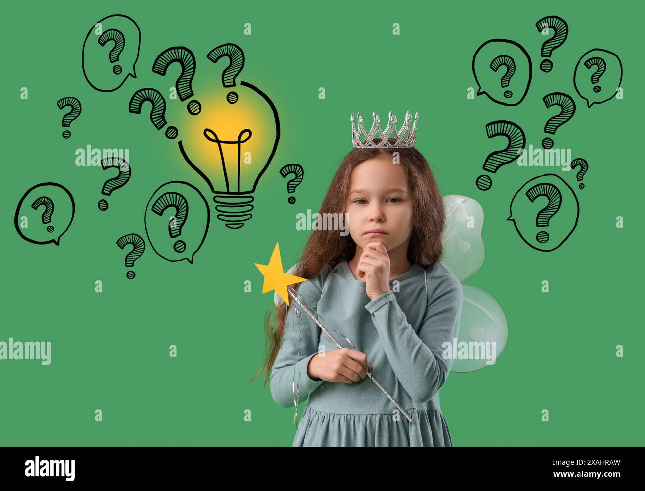 Girl thinking question marks hi-res stock photography and images - Alamy