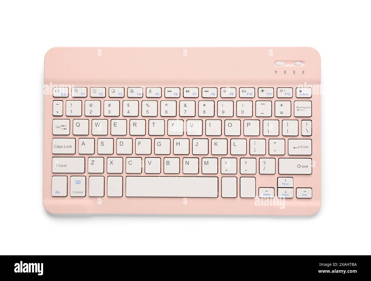 Pink wireless keyboard on white background Stock Photo - Alamy