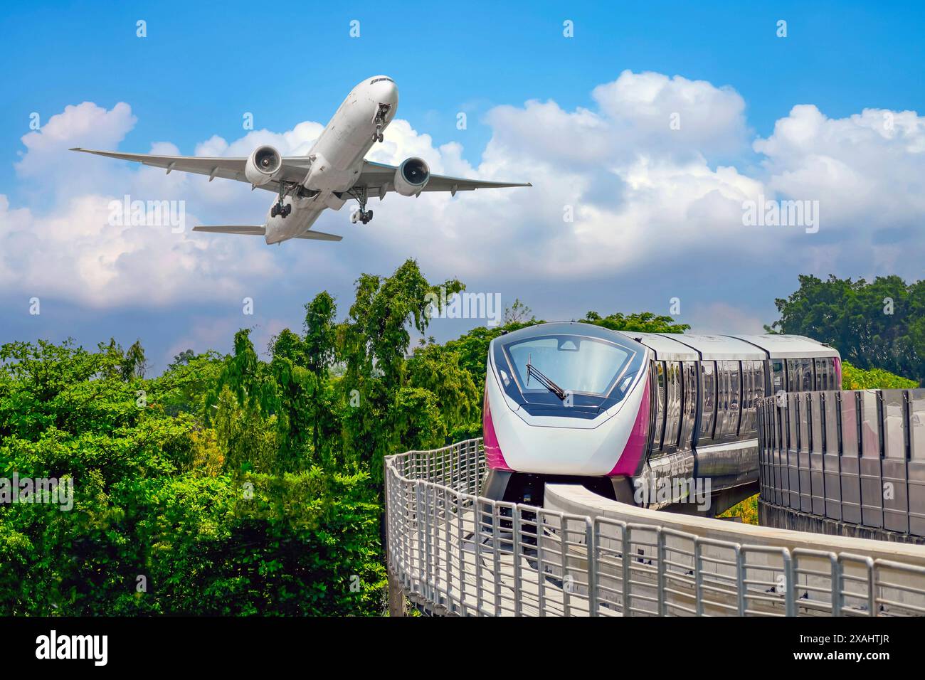 View railway track suburban subway electric train rushing surrounded ...