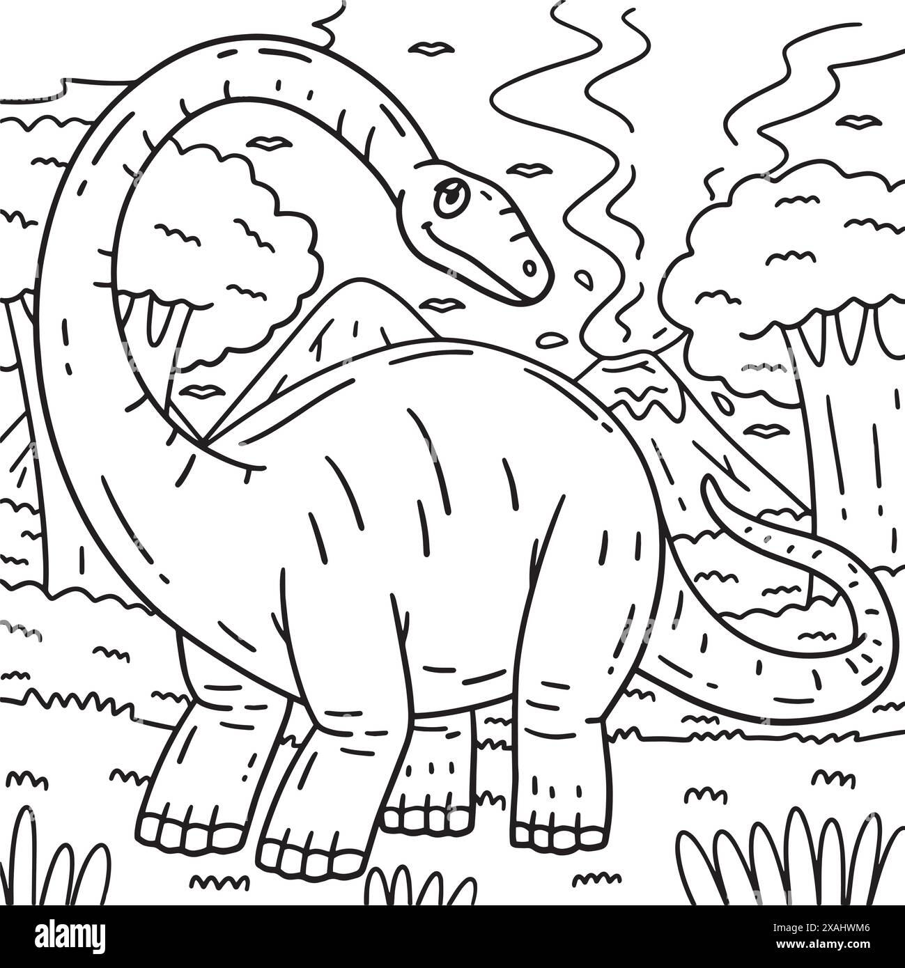 Brontosaurus Dinosaur Coloring Page for Kids Stock Vector Image & Art ...