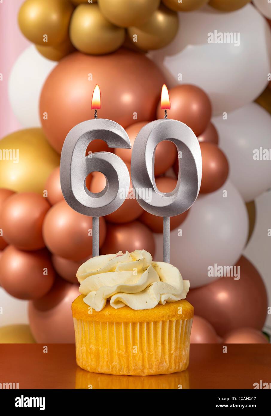 Birthday candle number 60 - Celebration balloons background Stock Photo ...