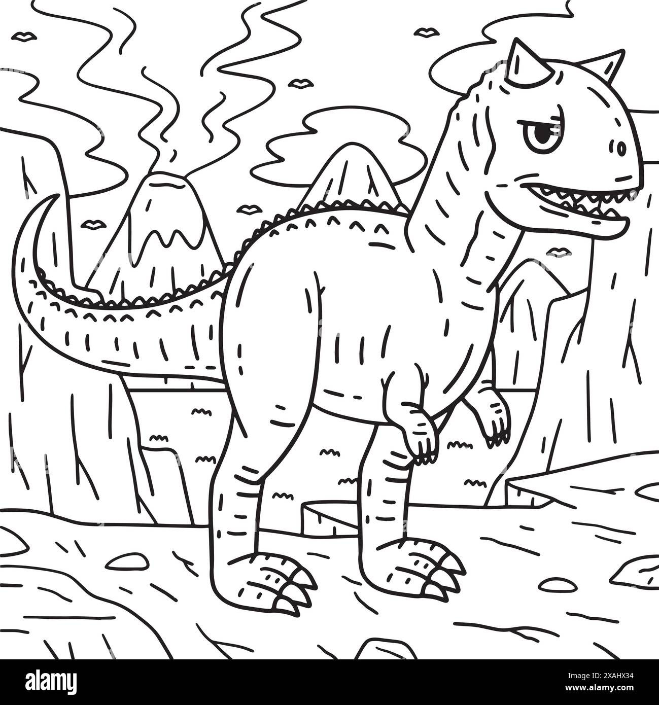 Carnotaurus Dinosaur Coloring Page for Kids Stock Vector Image & Art ...