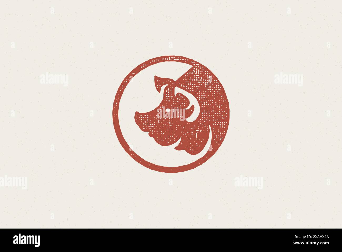 Pig head silhouette for meat industry hand drawn stamp effect vector ...