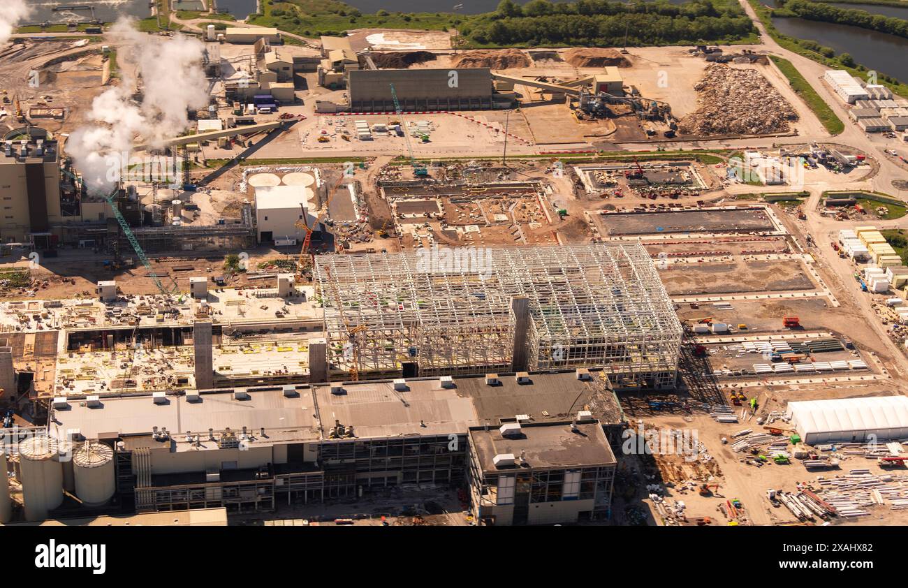 Aerial photograph of new paper mill under construction taken from 1500 ...