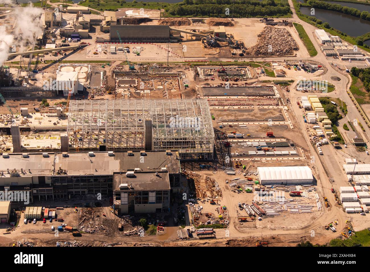 Aerial photograph of new paper mill under construction taken from 1500 ...