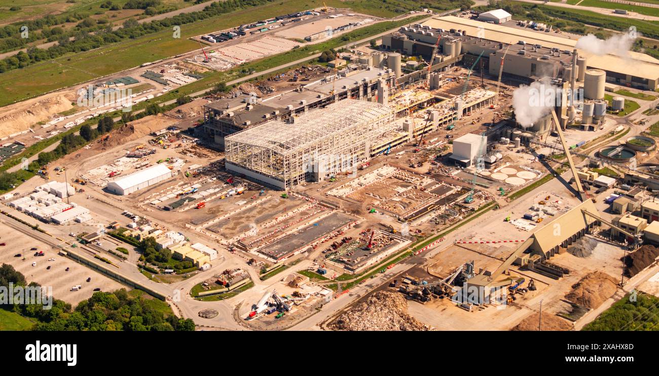 Aerial photograph of new paper mill under construction taken from 1500 ...