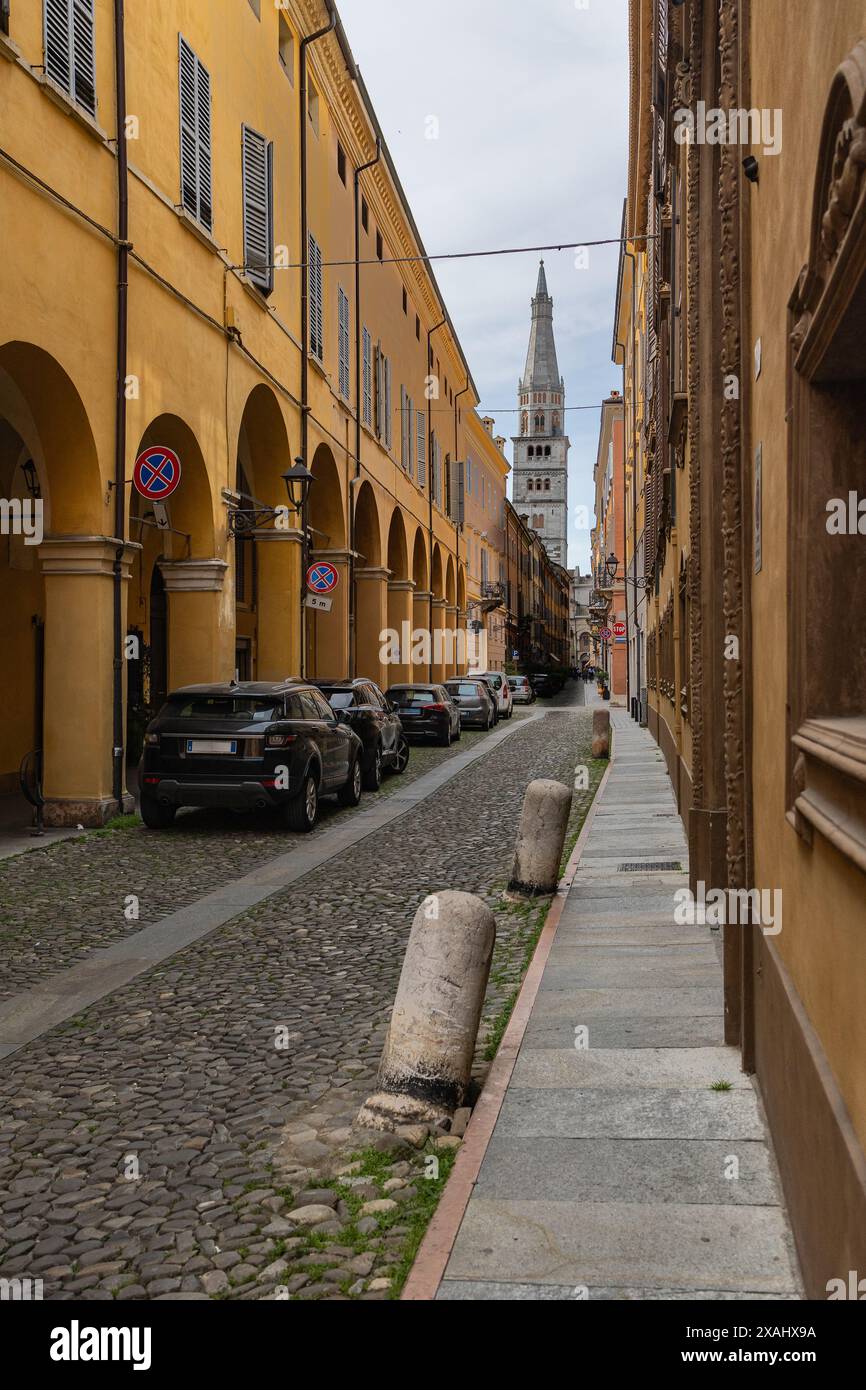 Cesare Battisti Street in Modena, Ancient Buildings with Colourful ...