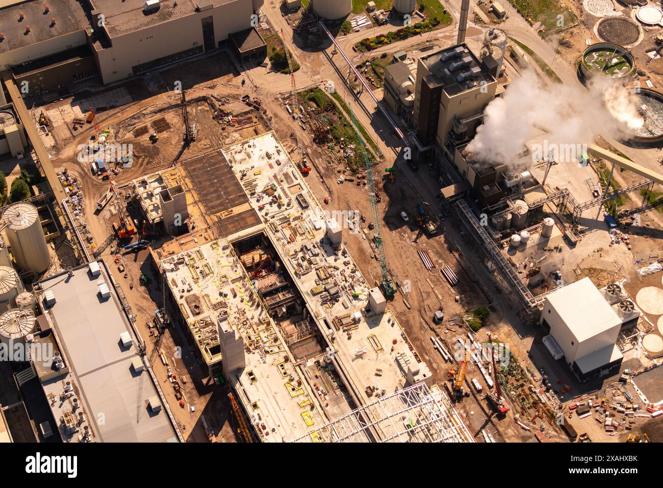 Aerial photograph of new paper mill under construction taken from 1500 ...