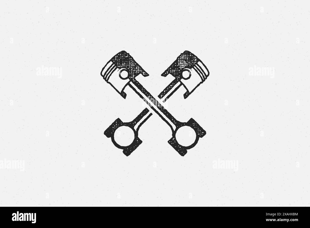 Crossed pistons silhouette hand drawn ink stamp vector illustration ...